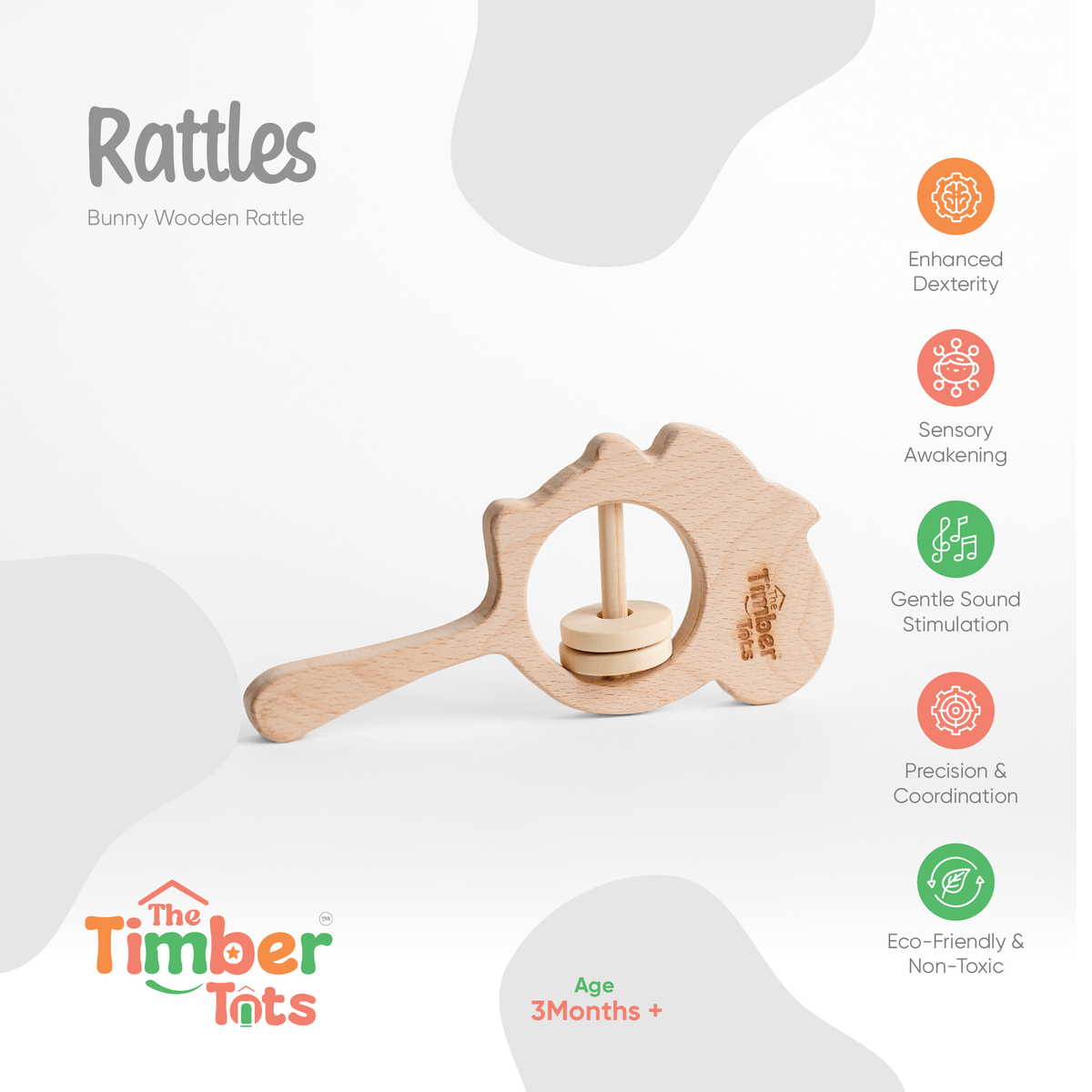Bunny Wooden Rattle – The Timber Tots